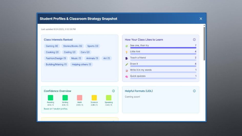 Getting Started with Student Learning Profiles in Instructron ...